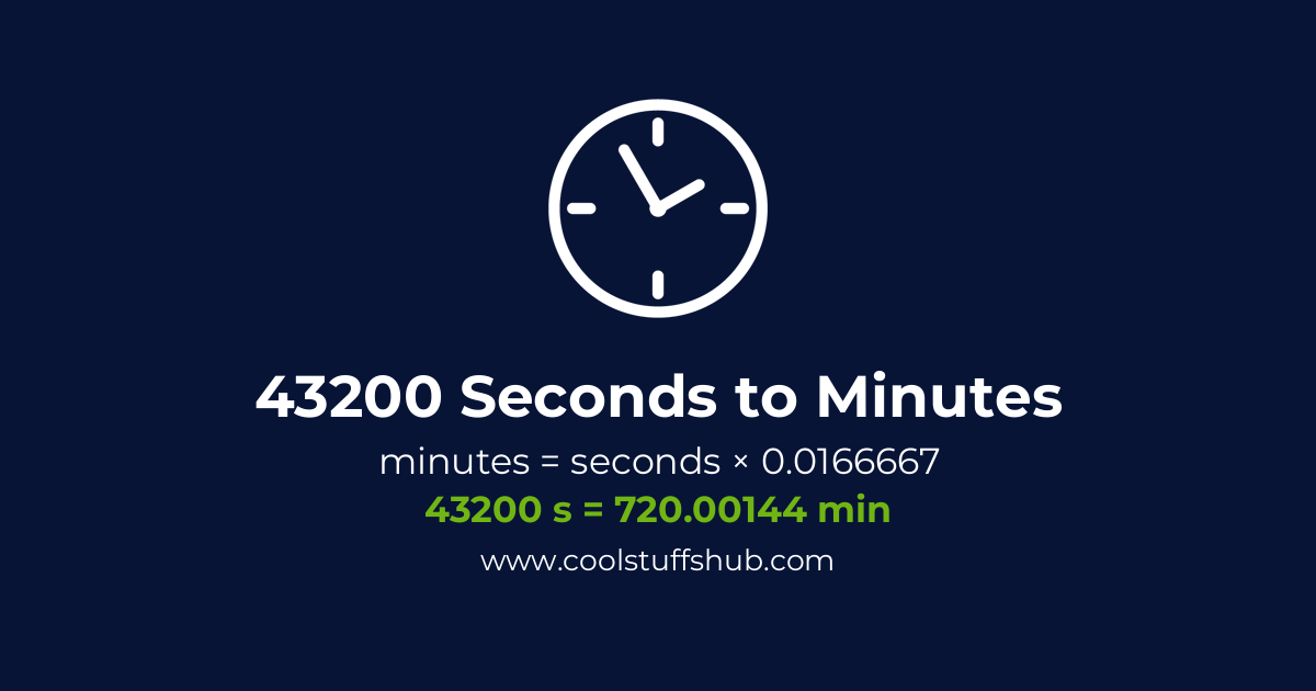 Convert 43200 seconds to minutes (43200 s to min conversion)