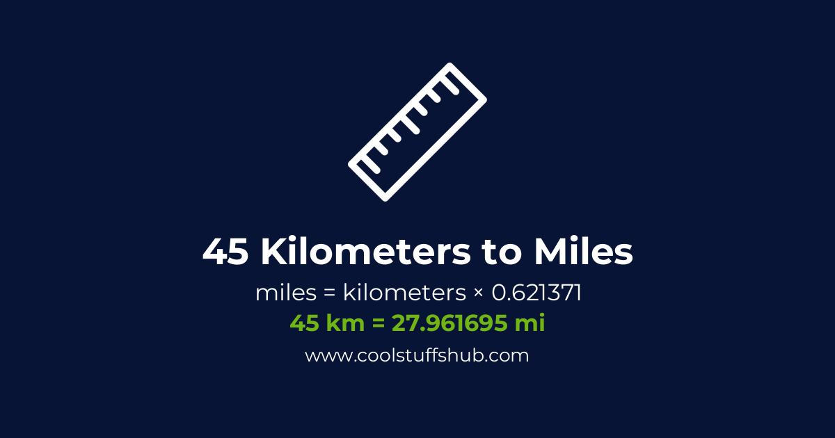 Convert 45 kilometers to miles (45 km to mi conversion)