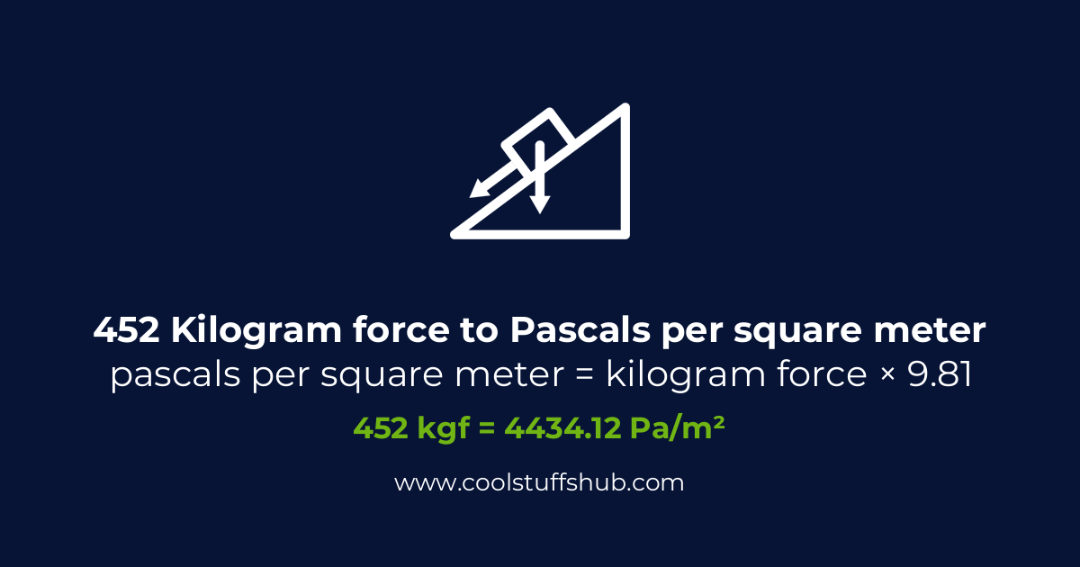 Convert 452 Kilogram Force To Pascals Per Square Meter 452 Kgf To Pa Convert 452 Kilogram Force To Pascals Per Square Meter 452 Kgf To Pa
