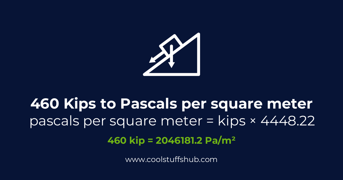 Convert 460 Kips To Pascals Per Square Meter 460 Kip To Pa m Conversion Convert 460 Kips To Pascals Per Square Meter 460 Kip To Pa m Conversion