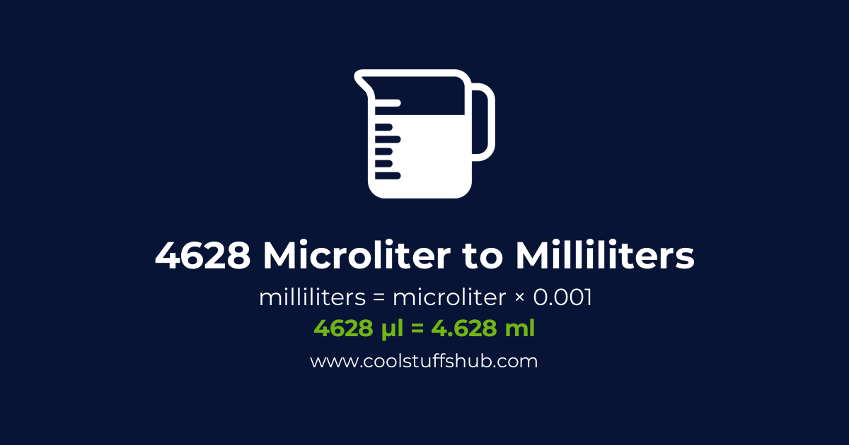 Convert 4628 Microliter To Milliliters 4628 l To Ml Conversion 