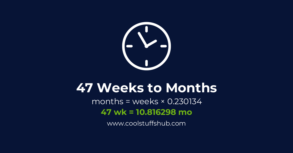 Convert 47 weeks to months (47 wk to mo conversion)