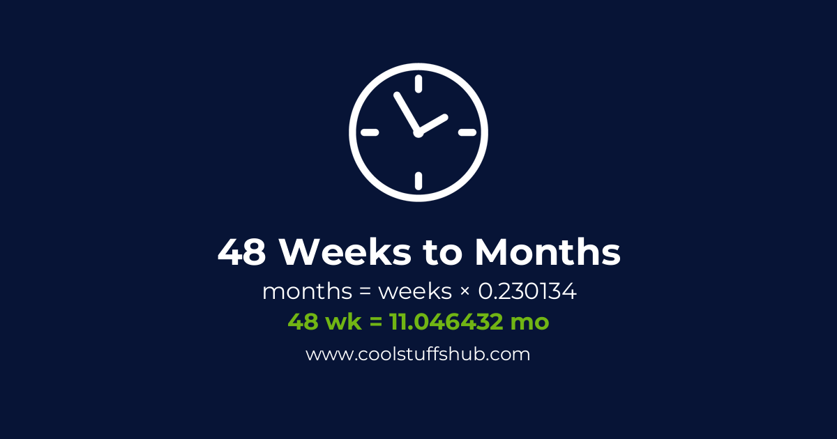 Convert 48 weeks to months (48 wk to mo conversion)