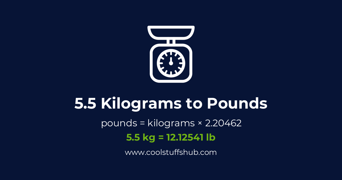 Convert 5.5 kilograms to pounds (5.5 kg to lb conversion)
