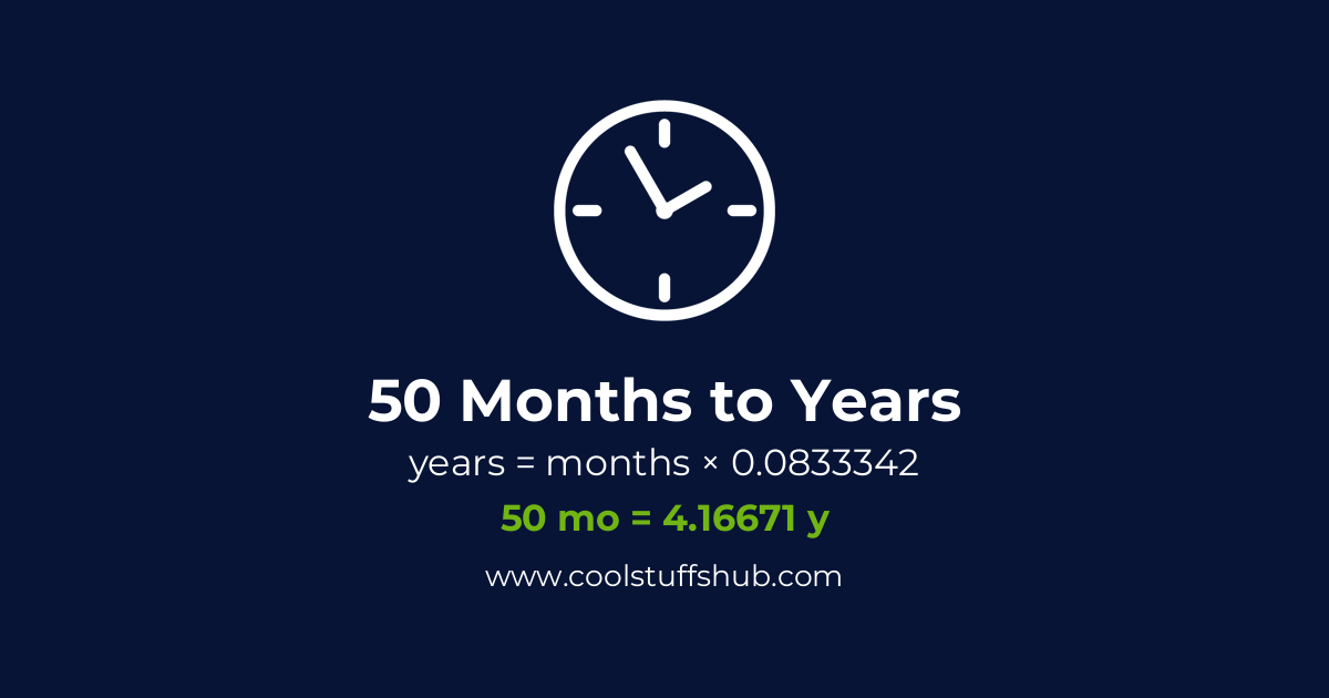 Convert 50 months to years (50 mo to y conversion)