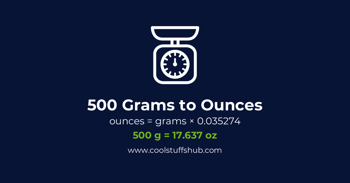Convert 500 grams to ounces (500 g to oz conversion)