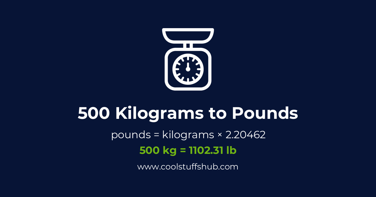 Convert 500 kilograms to pounds (500 kg to lb conversion)