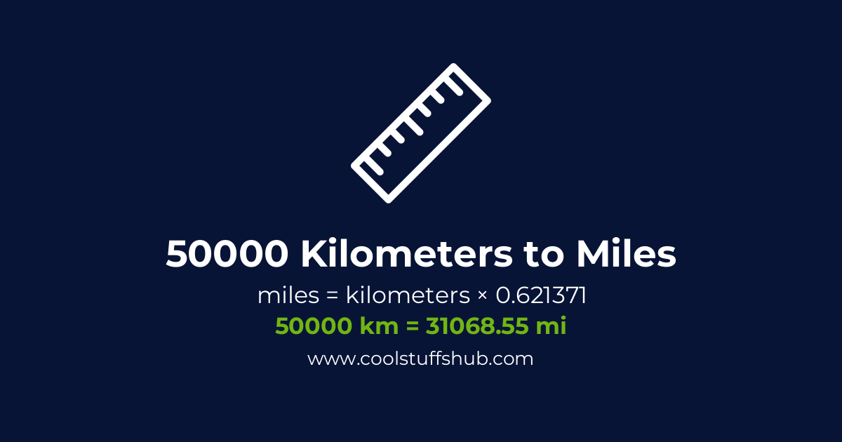 Convert 50000 kilometers to miles (50000 km to mi conversion)