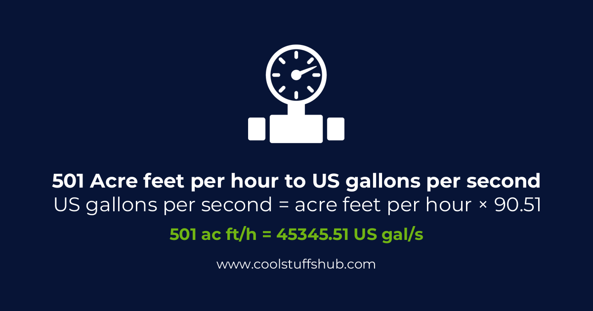 Convert 501 acre feet per hour to US gallons per second (501 ac ft/h to ...