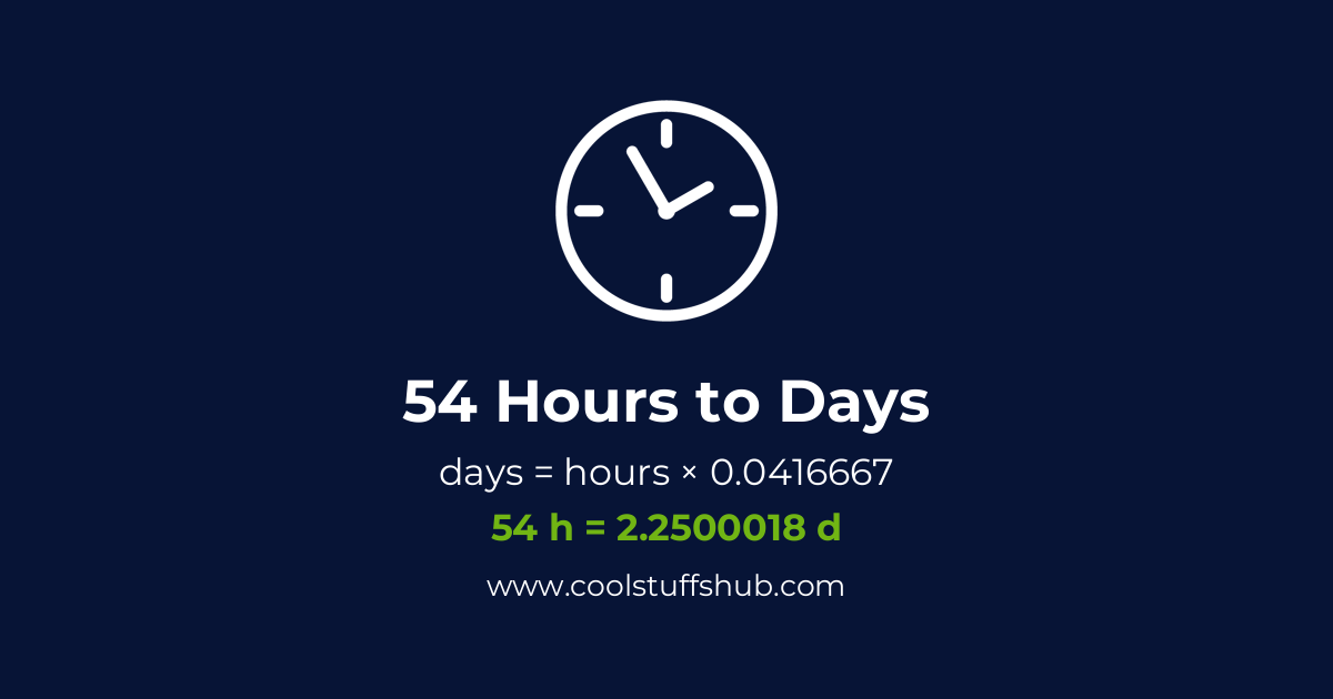 Convert 54 hours to days (54 h to d conversion)