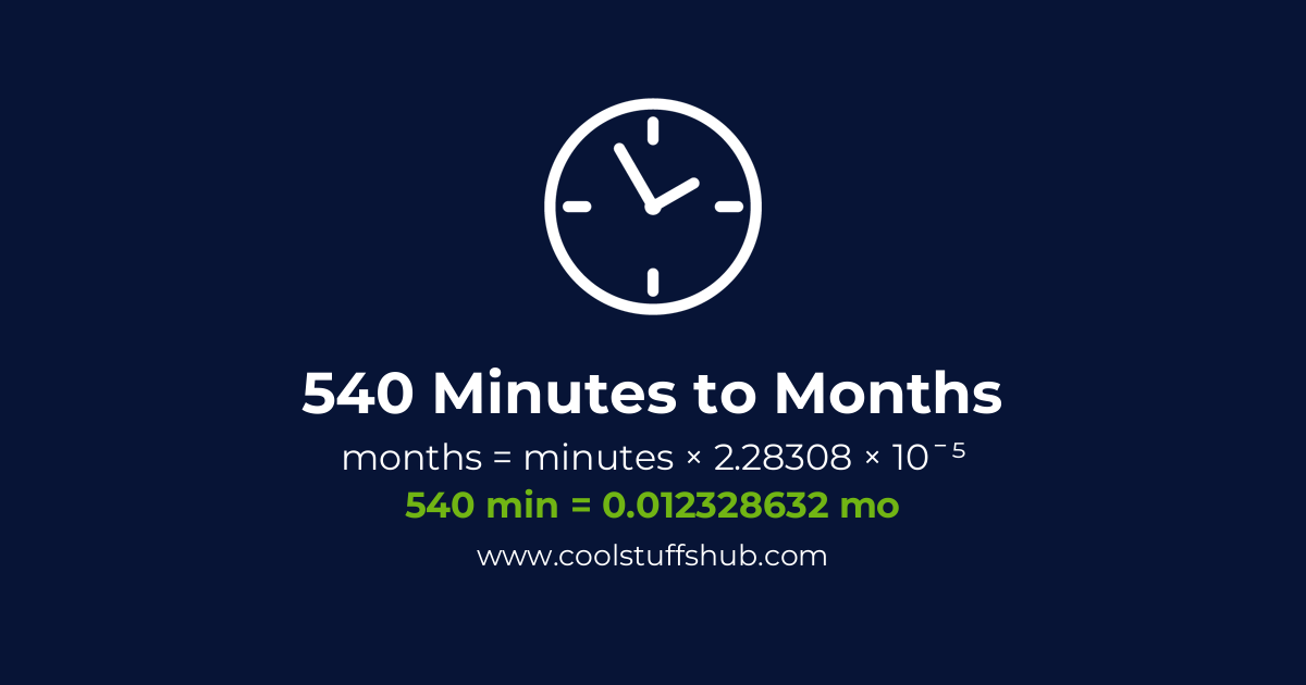 Convert 540 minutes to months (540 min to mo conversion)