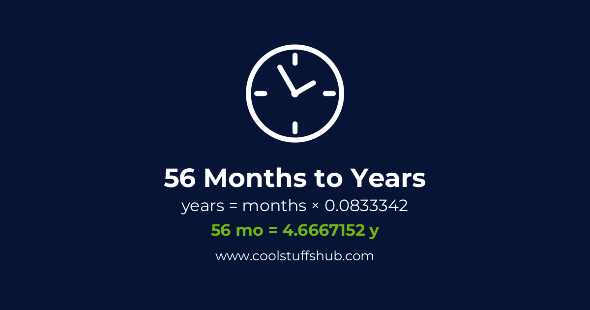 Convert 56 months to years (56 mo to y conversion)