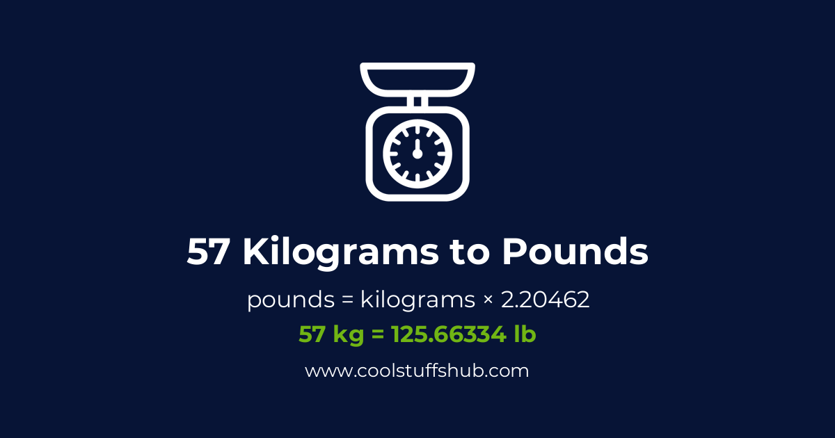 Convert 57 kilograms to pounds (57 kg to lb conversion)