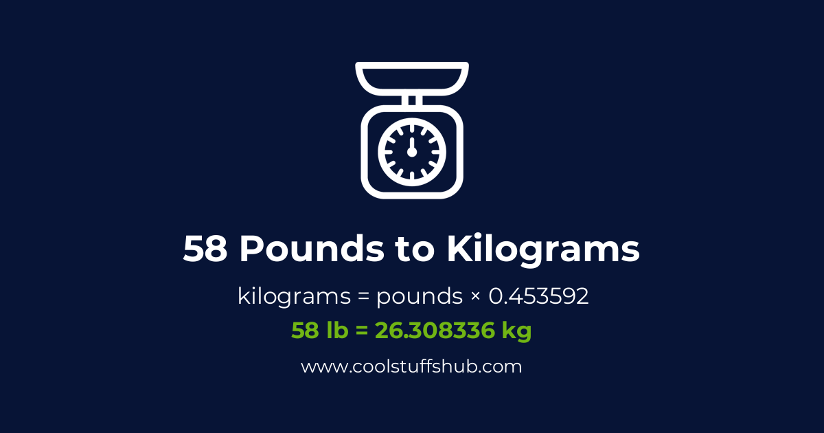 Convert 58 pounds to kilograms (58 lb to kg conversion)