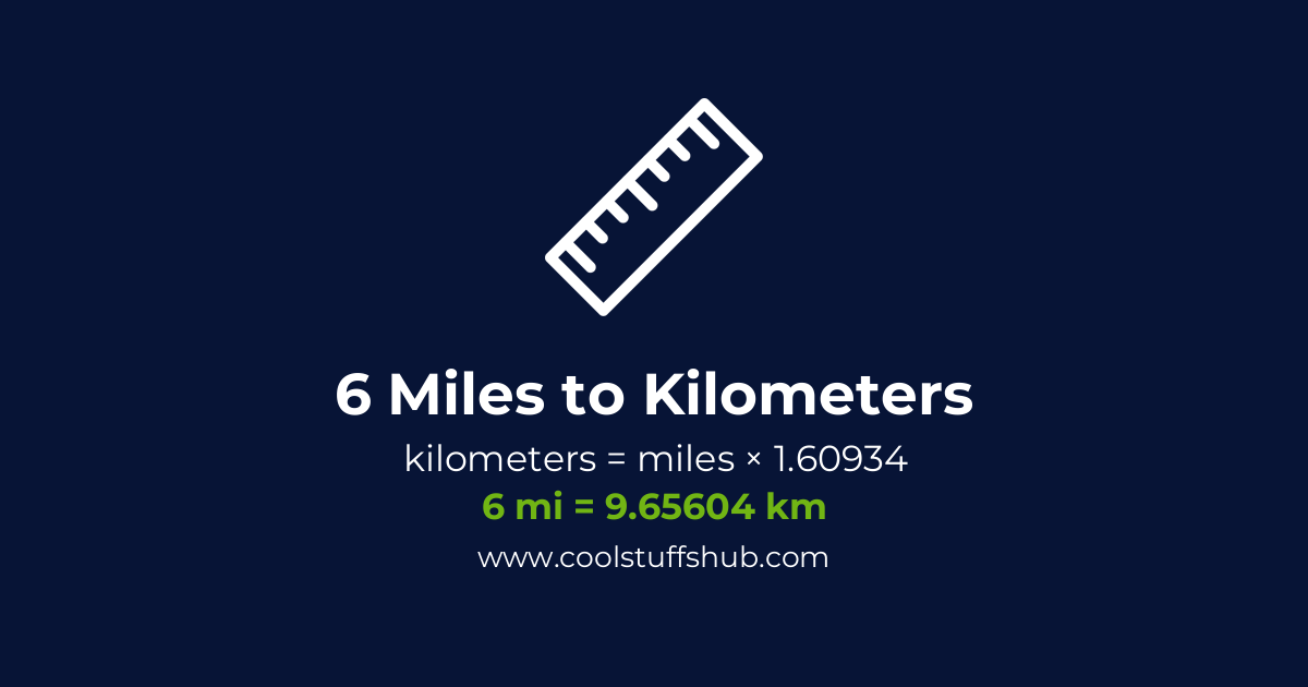 Convert 6 miles to kilometers (6 mi to km conversion)