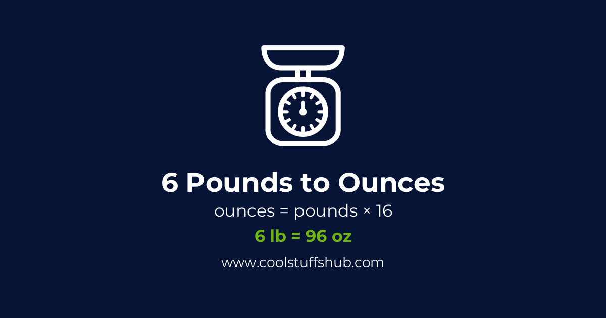 Convert 6 pounds to ounces (6 lb to oz conversion)