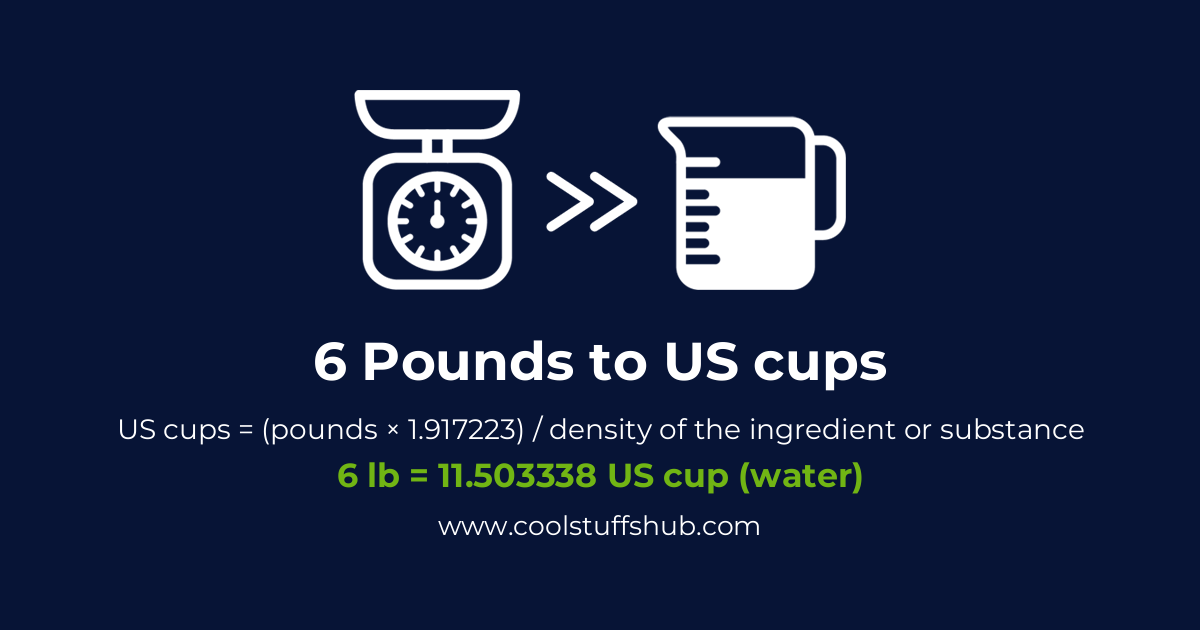 Convert 6 pounds to US cups (6 lb to US cup conversion)