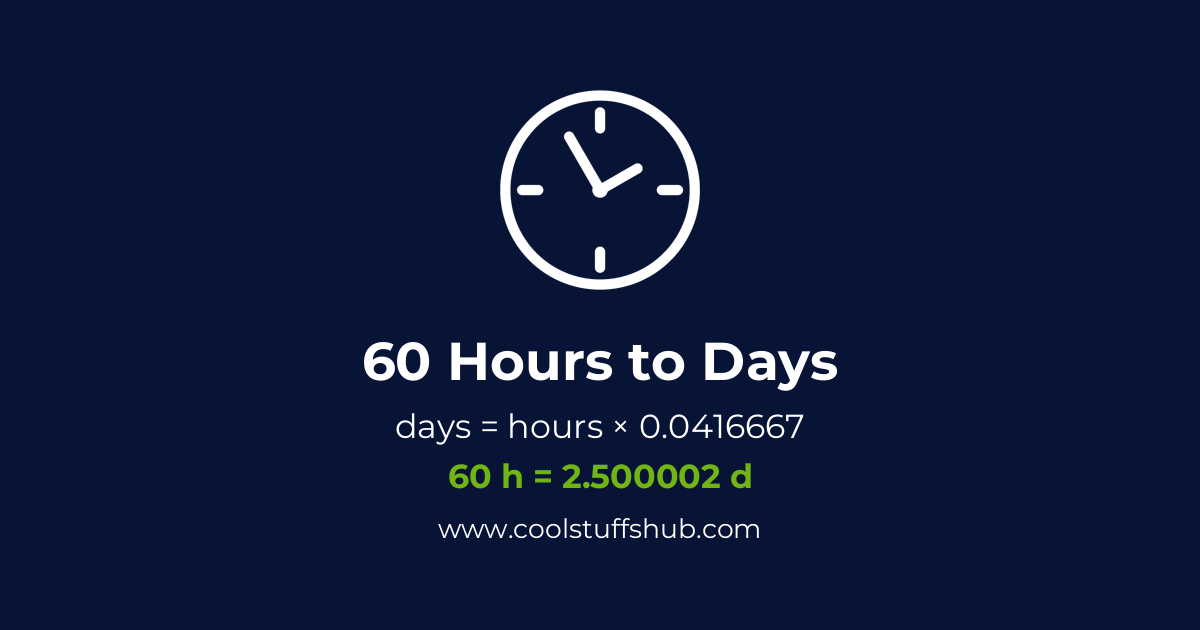 Convert 60 hours to days (60 h to d conversion)