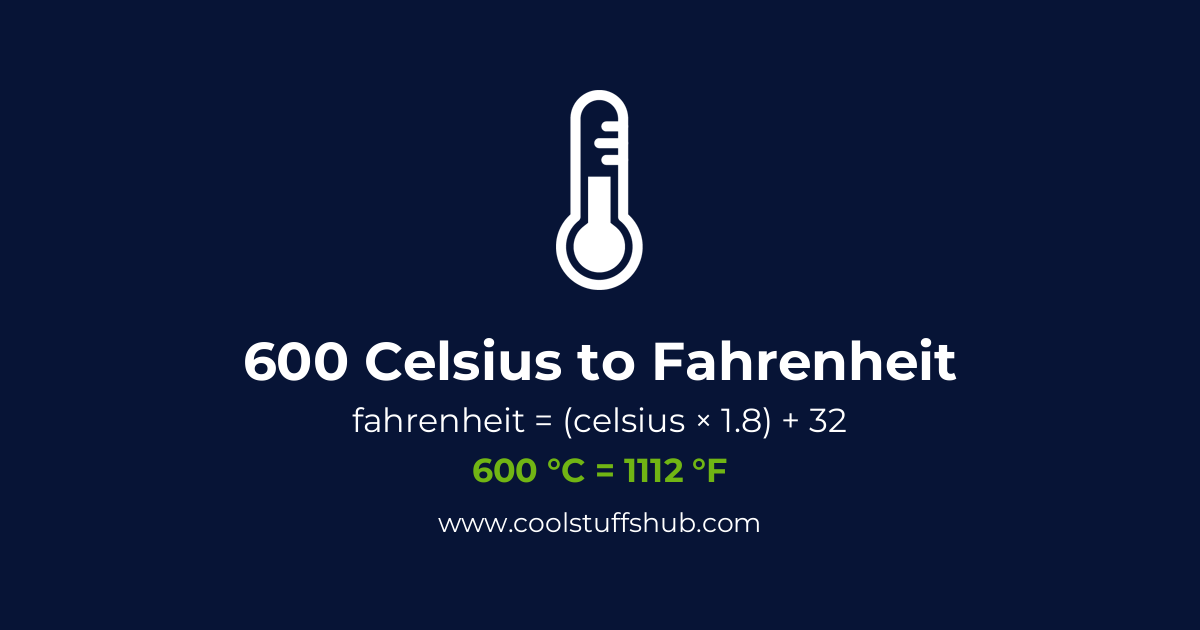 Convert 600 celsius to fahrenheit (600 °C to °F conversion)