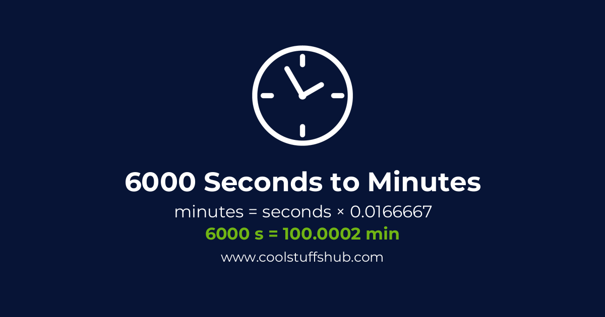 Convert 6000 seconds to minutes (6000 s to min conversion)