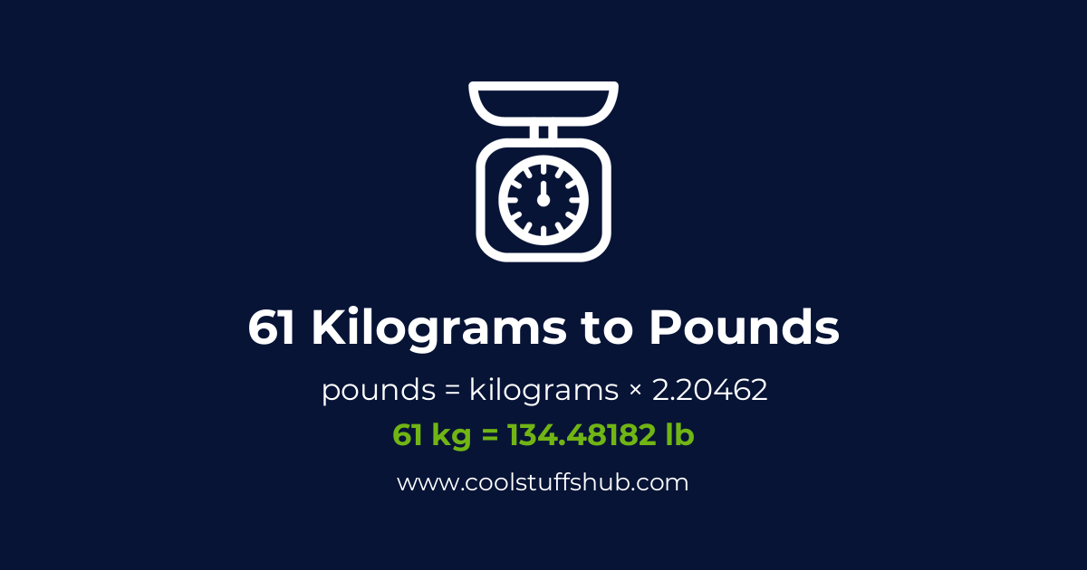 Convert 61 kilograms to pounds (61 kg to lb conversion)