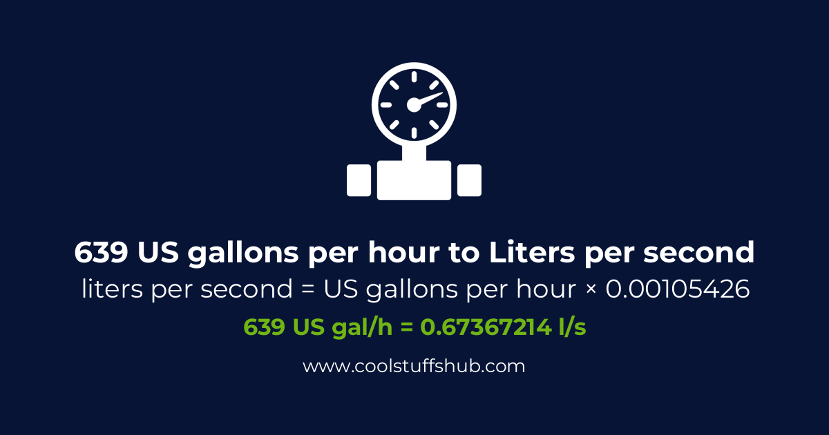 Convert 639 US Gallons Per Hour To Liters Per Second 639 US Gal h To L