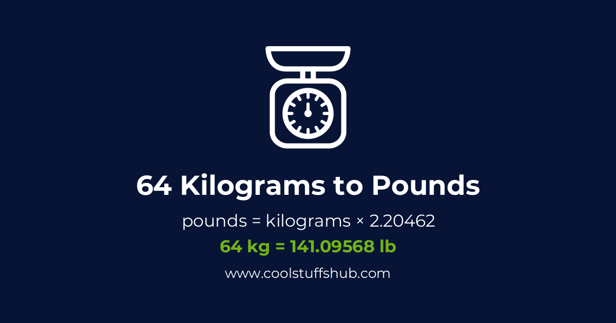 Convert 64 kilograms to pounds (64 kg to lb conversion)
