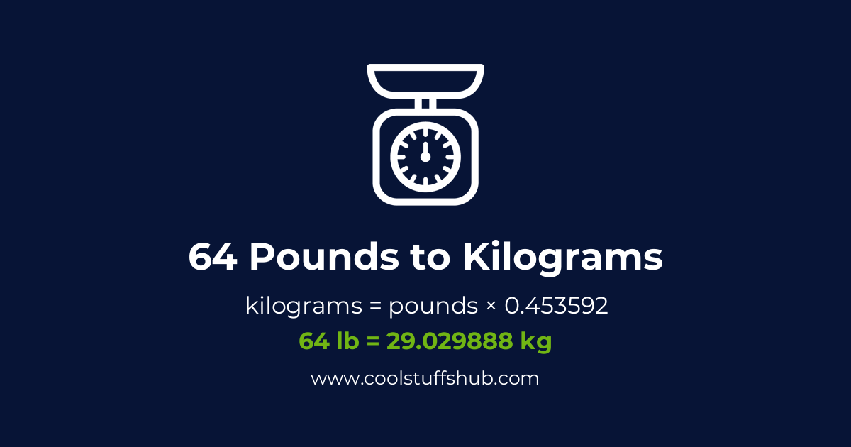 Convert 64 pounds to kilograms (64 lb to kg conversion)