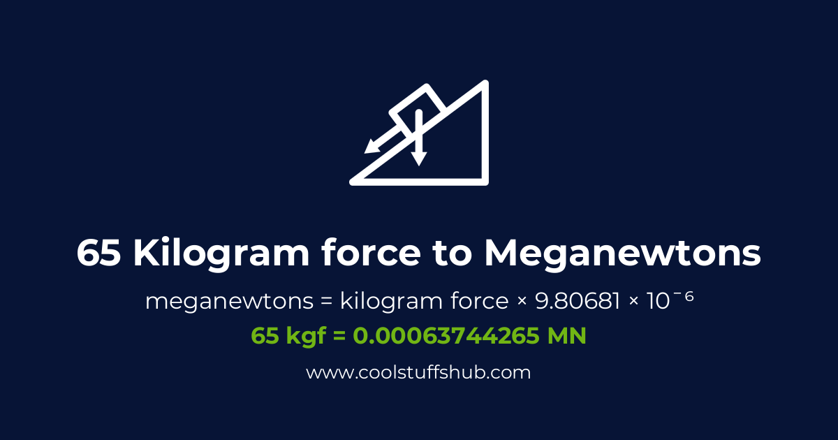 Convert 65 Kilogram Force To Meganewtons 65 Kgf To MN Conversion Convert 65 Kilogram Force To Meganewtons 65 Kgf To MN Conversion