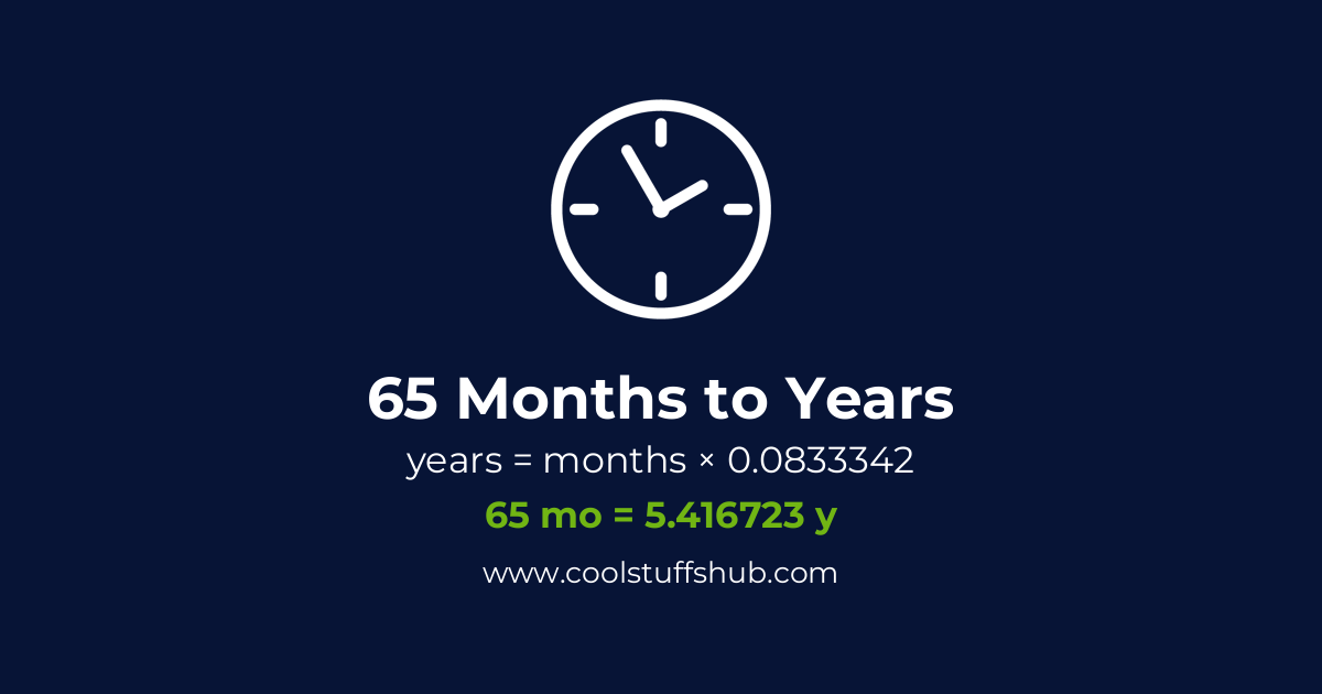 Convert 65 months to years (65 mo to y conversion)