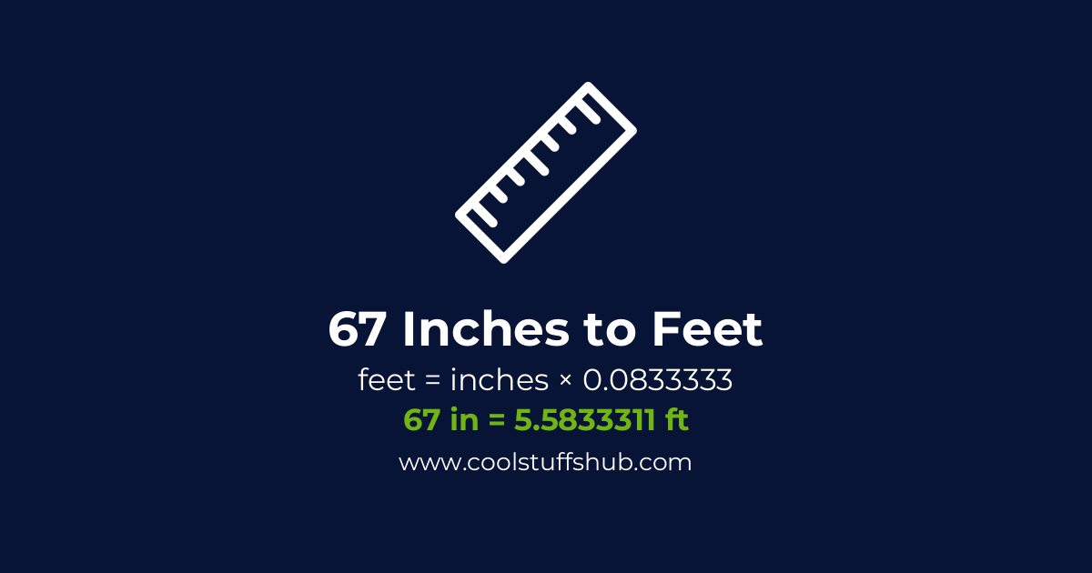 Convert 67 inches to feet (67 in to ft conversion)