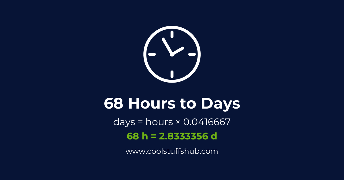 Convert 68 hours to days (68 h to d conversion)
