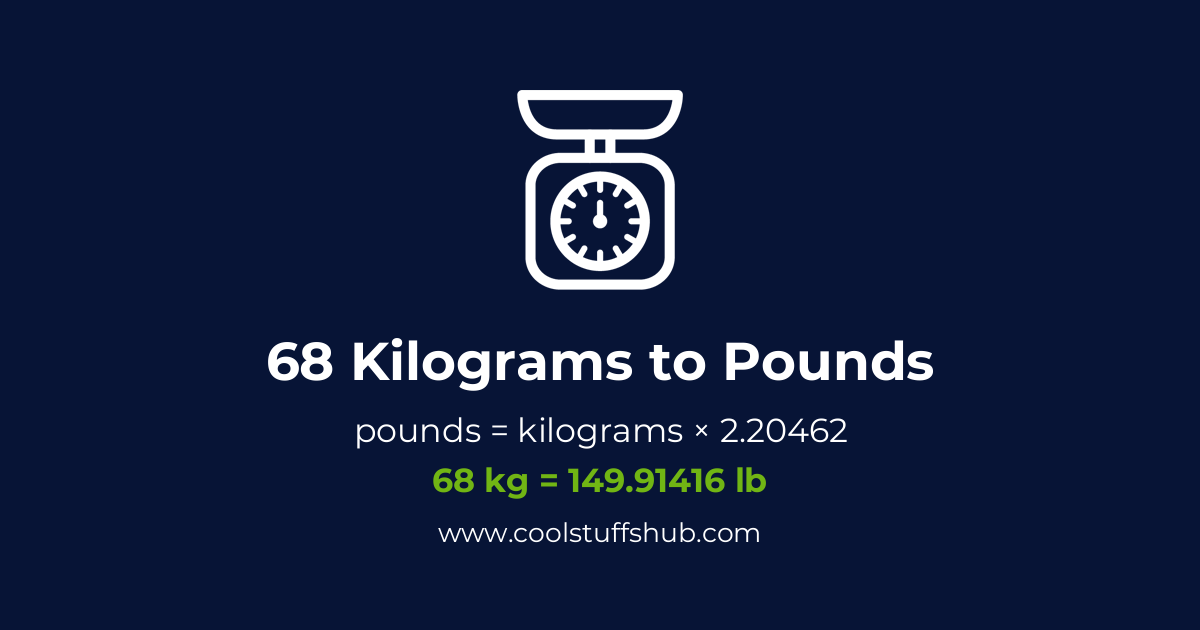 Convert 68 kilograms to pounds (68 kg to lb conversion)