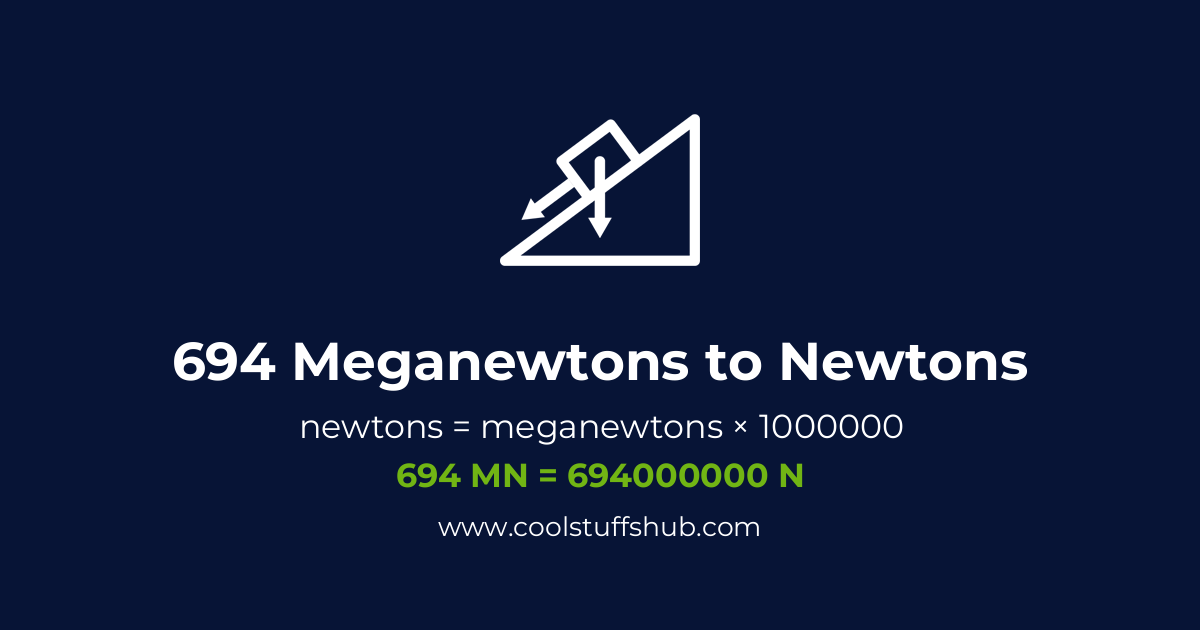 Convert 694 Meganewtons To Newtons 694 MN To N Conversion Force Convert 694 Meganewtons To Newtons 694 MN To N Conversion Force