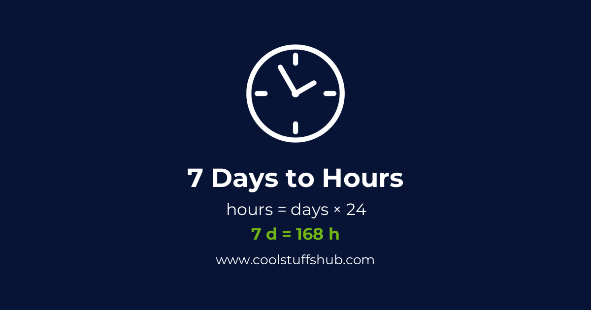 Convert 7 days to hours (7 d to h conversion)