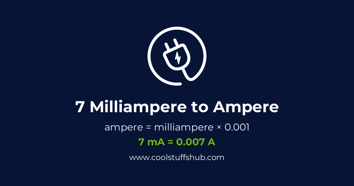 Convert 7 milliampere to ampere (7 mA to A conversion)