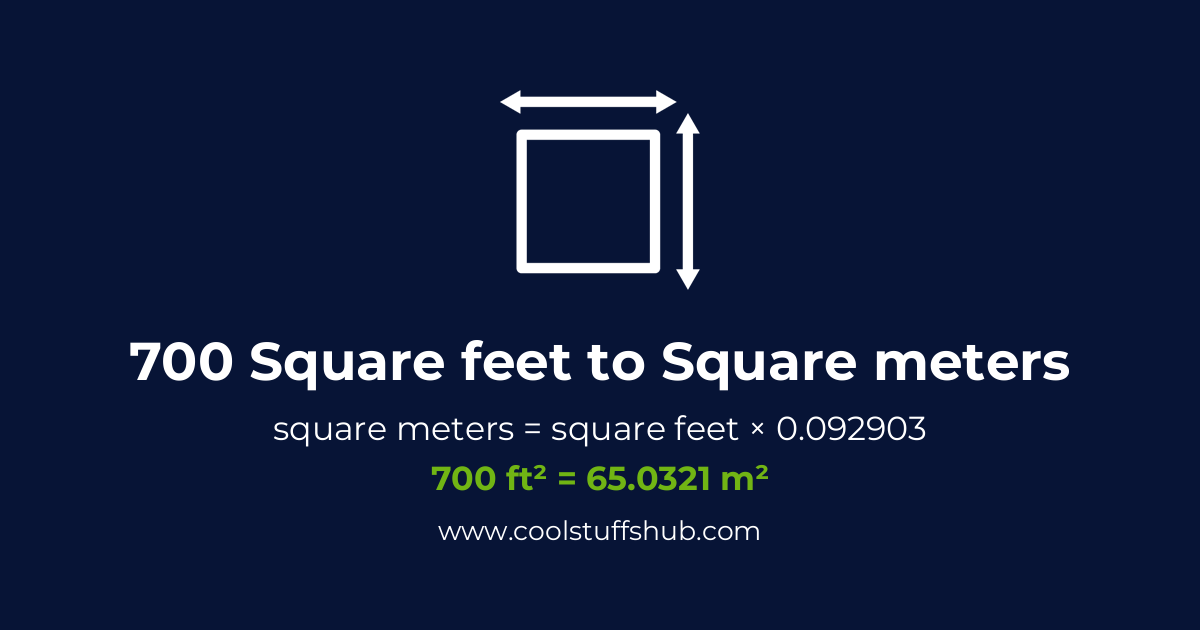Convert 700 square feet to square meters (700 ft² to m² conversion)