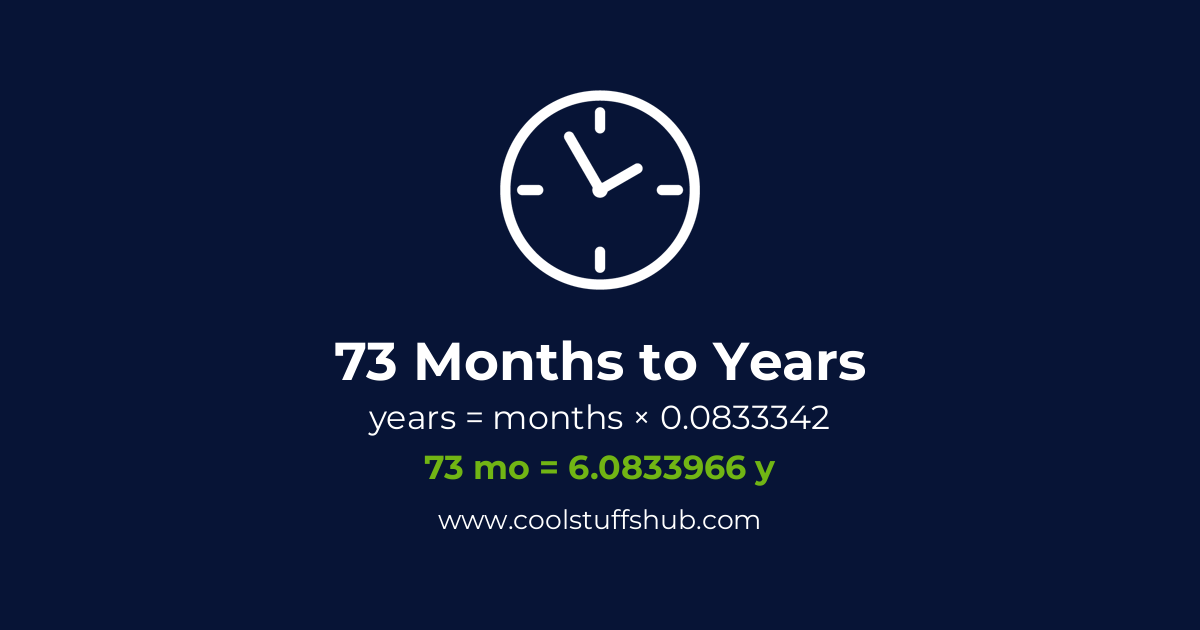 Convert 73 months to years (73 mo to y conversion)