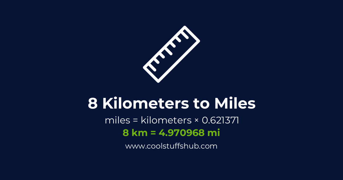 Convert 8 kilometers to miles (8 km to mi conversion)