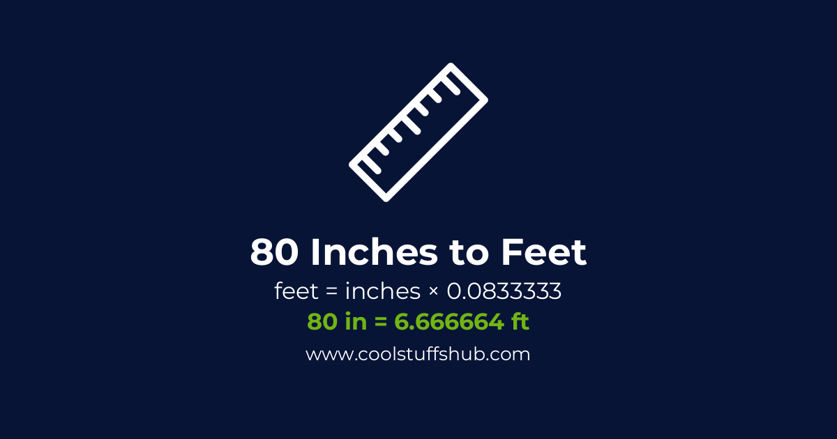 Convert 80 inches to feet (80 in to ft conversion)