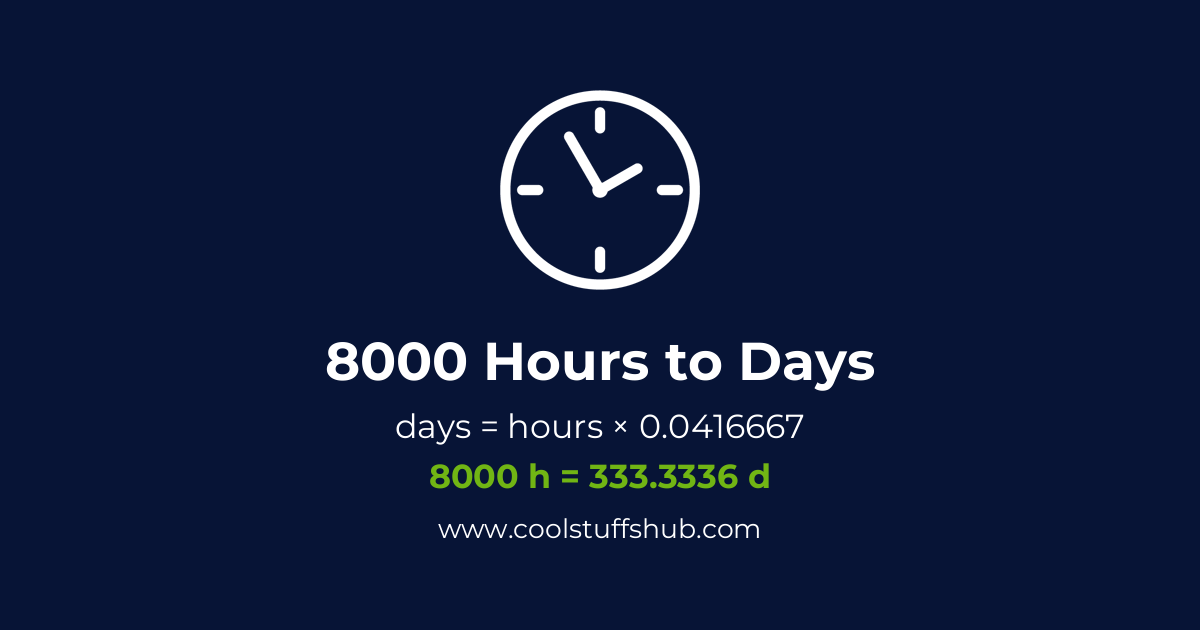 Convert 8000 hours to days (8000 h to d conversion)