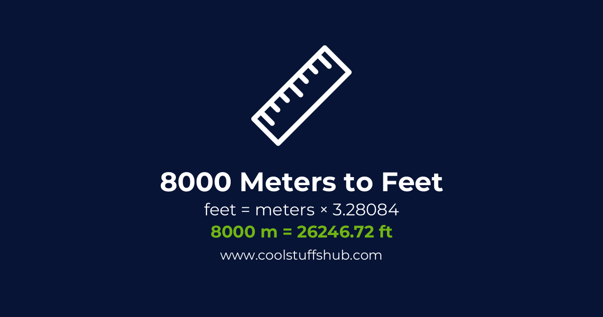 Convert 8000 meters to feet (8000 m to ft conversion)