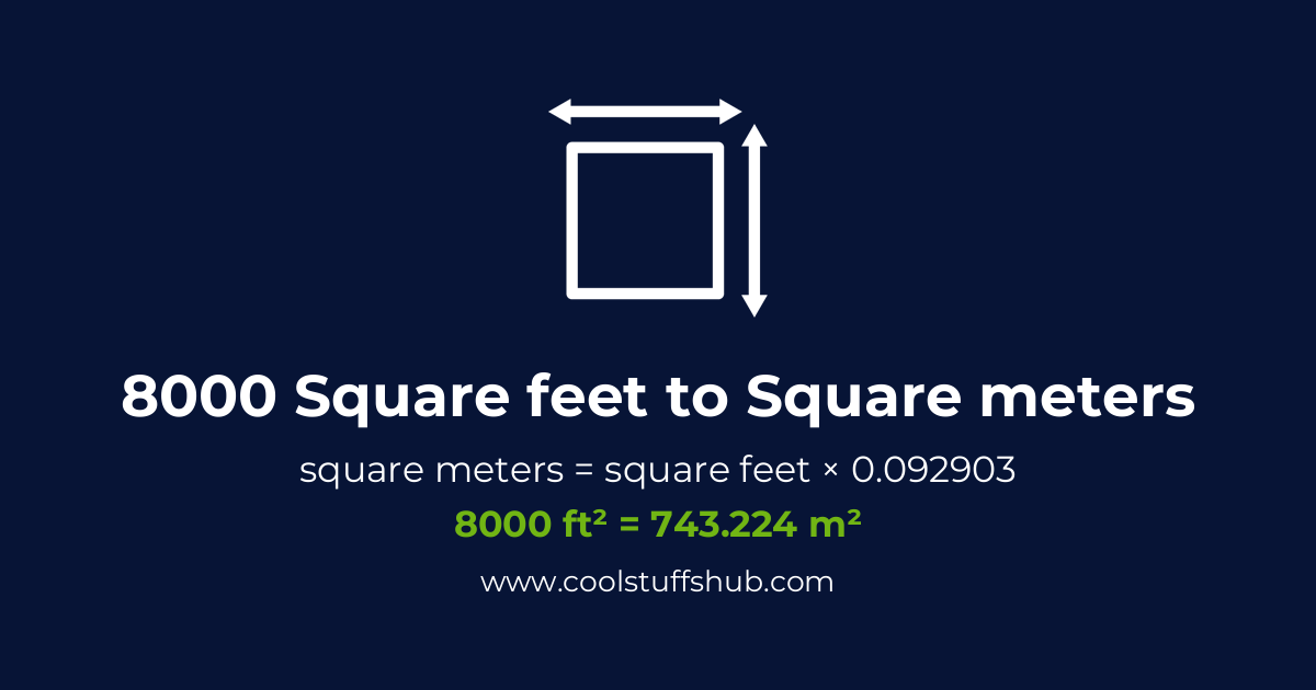 Convert 8000 square feet to square meters (8000 ft² to m² conversion)