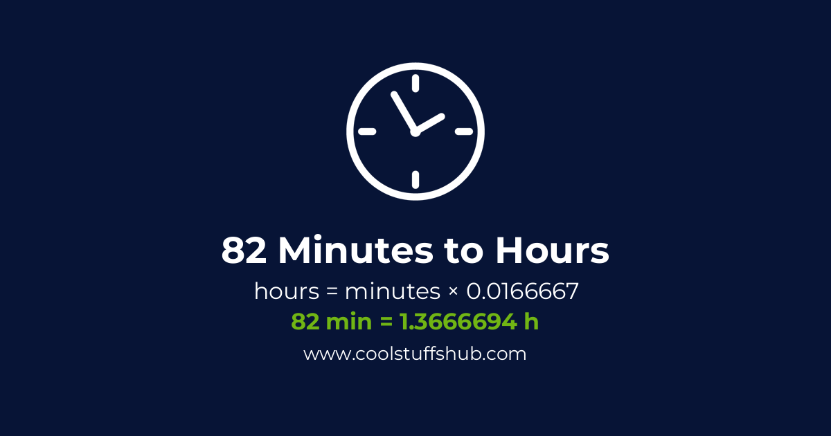 Convert 82 minutes to hours (82 min to h conversion)