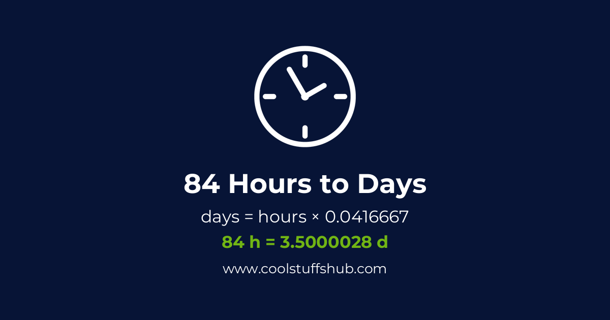 Convert 84 hours to days (84 h to d conversion)