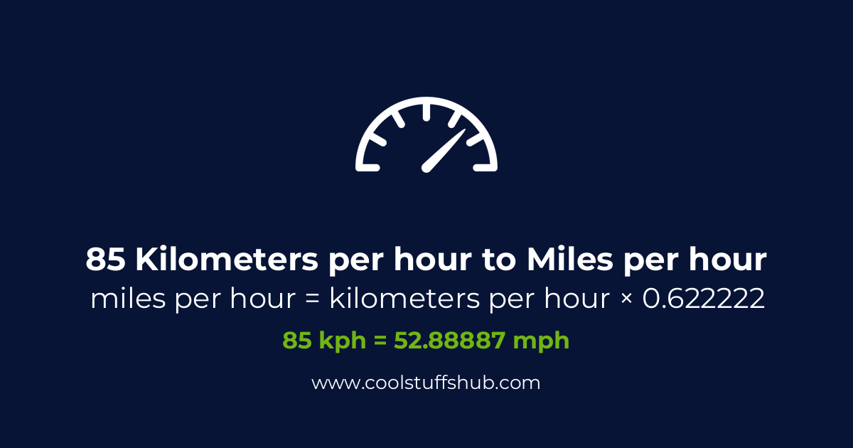 Convert 85 kilometers per hour to miles per hour (85 kph to mph conversion)