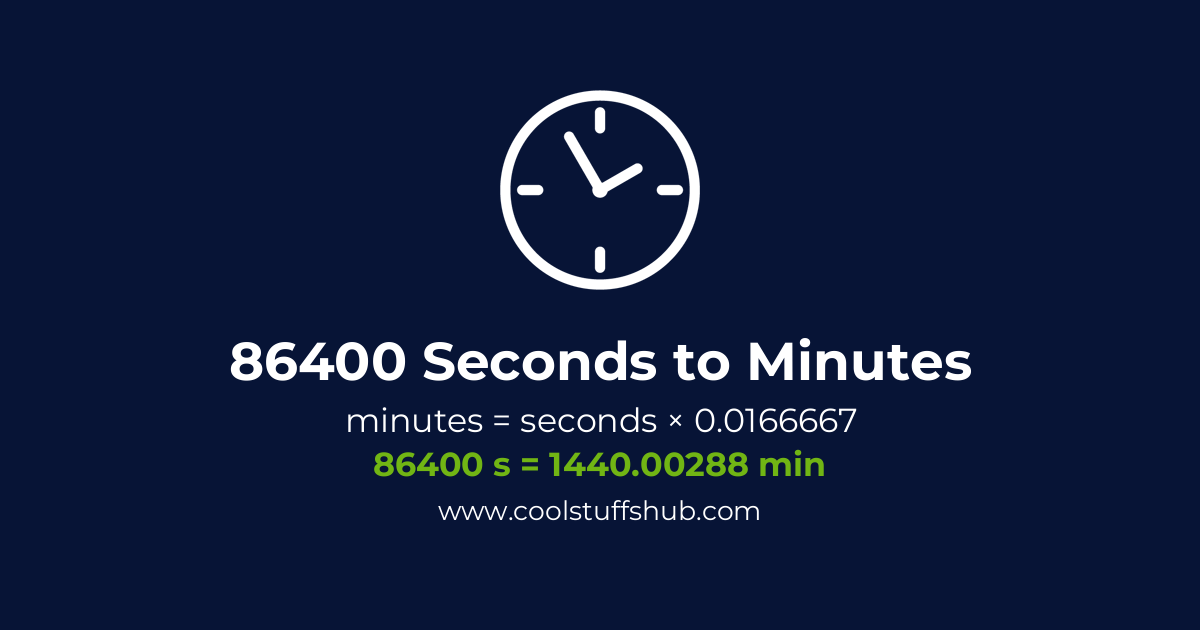 Convert 86400 seconds to minutes (86400 s to min conversion)