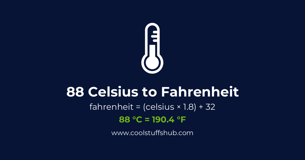 Convert 88 celsius to fahrenheit (88 °C to °F conversion)