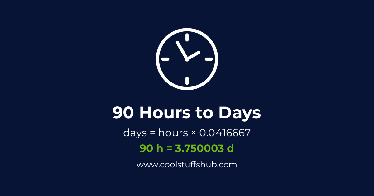 Convert 90 hours to days (90 h to d conversion)