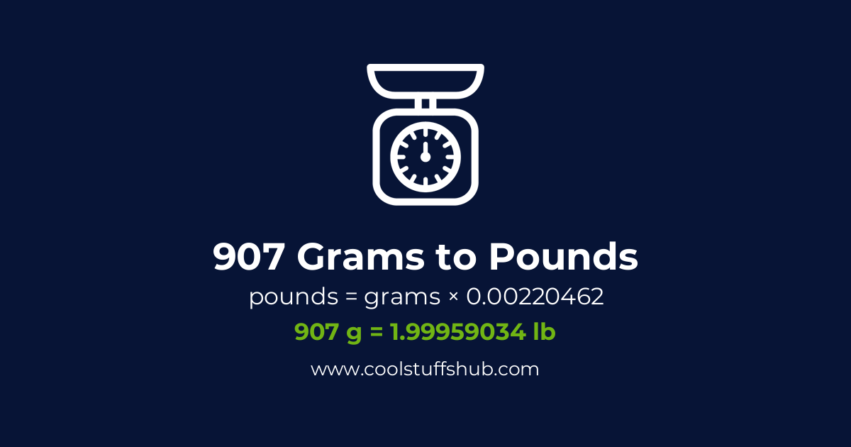 Convert 907 grams to pounds (907 g to lb conversion)